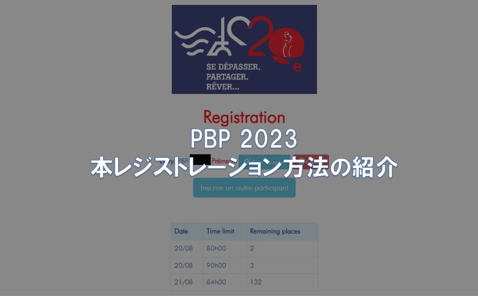 PBP 2023 本レジストレーション方法の紹介 - 東京～大阪キャノンボール研究